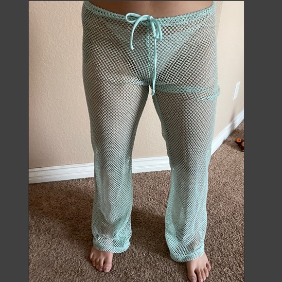 elan beach | Swim | Bathing Suit Cover Pants Fishnet Style Aqua | Poshmark